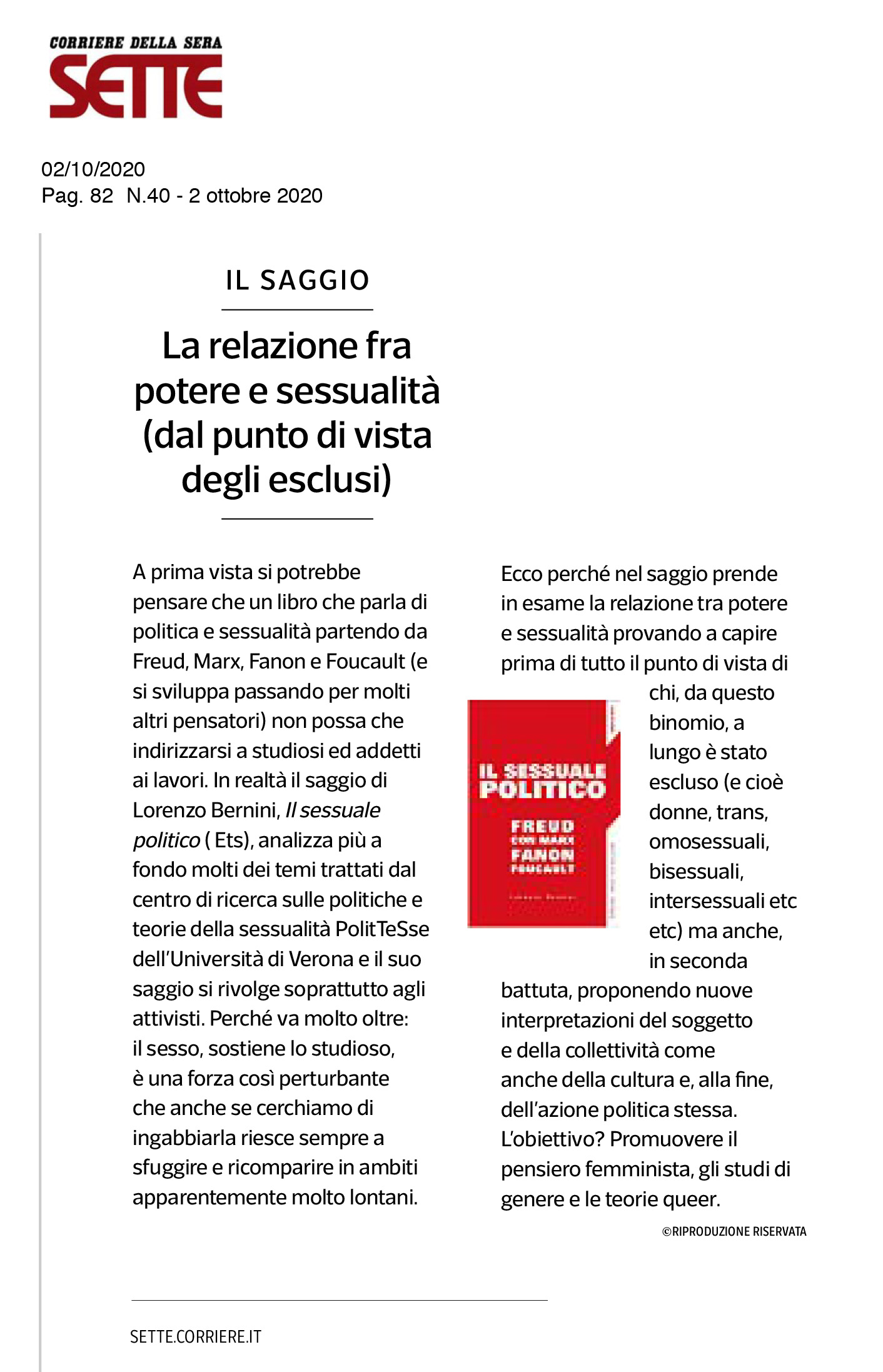 Il sessuale politico - Lorenzo Bernini | Ed. ETS | 9788846755629